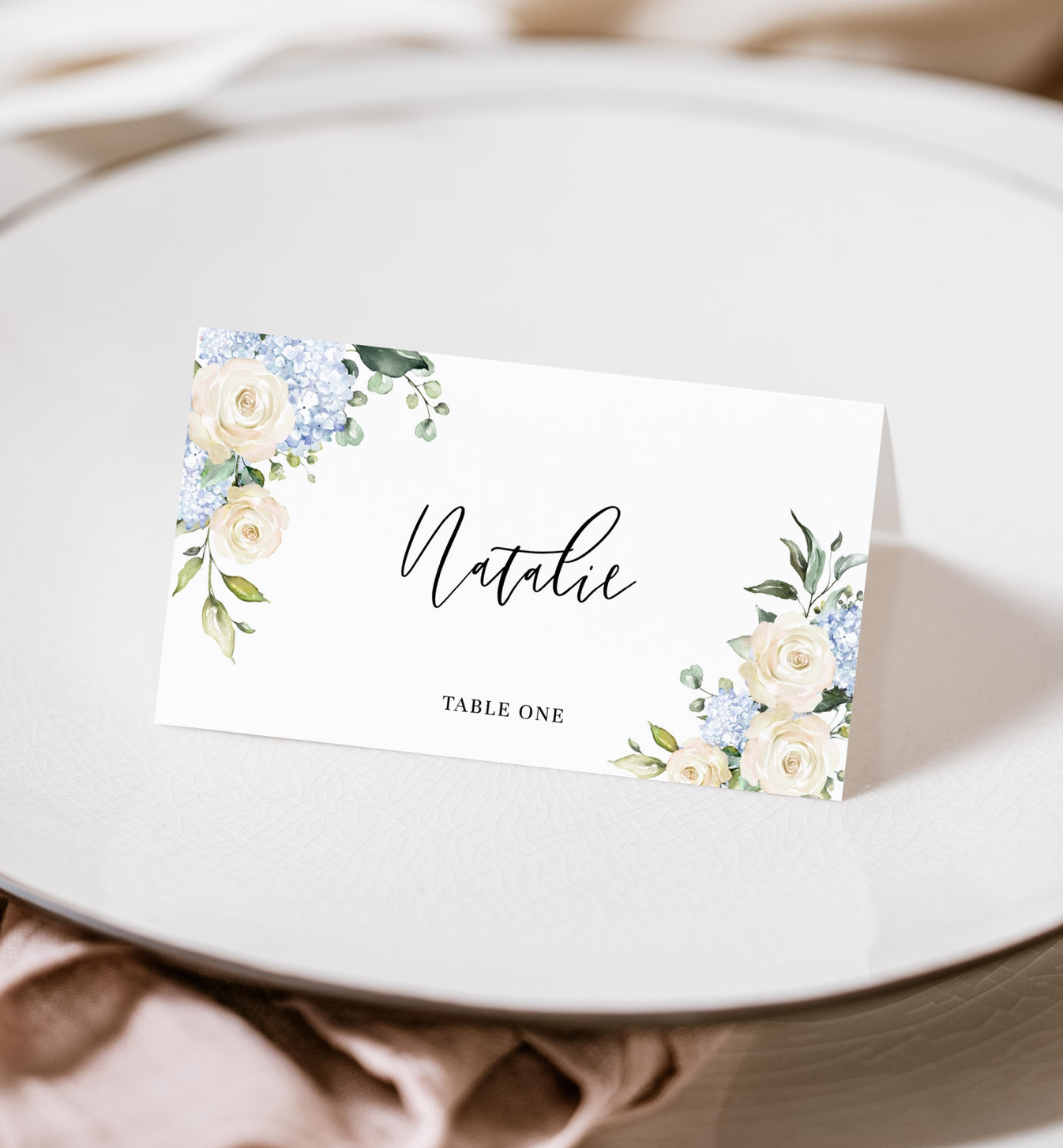 Darcy Floral White | Printable Place Cards Template – Black Bow Studio