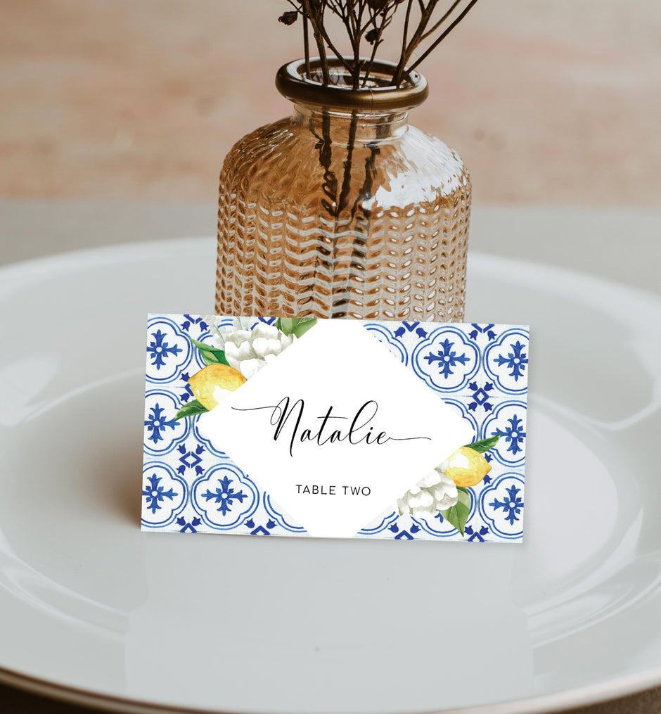 The Med Blue Tile Lemons Printable Templates – Black Bow Studio