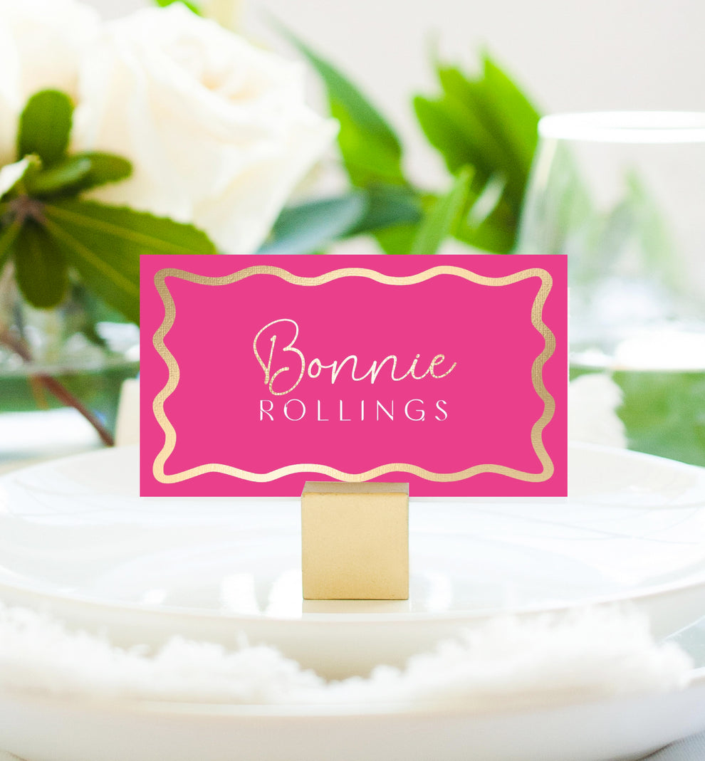 Wave Hot Pink Gold | Printable Place Cards Template – Black Bow Studio