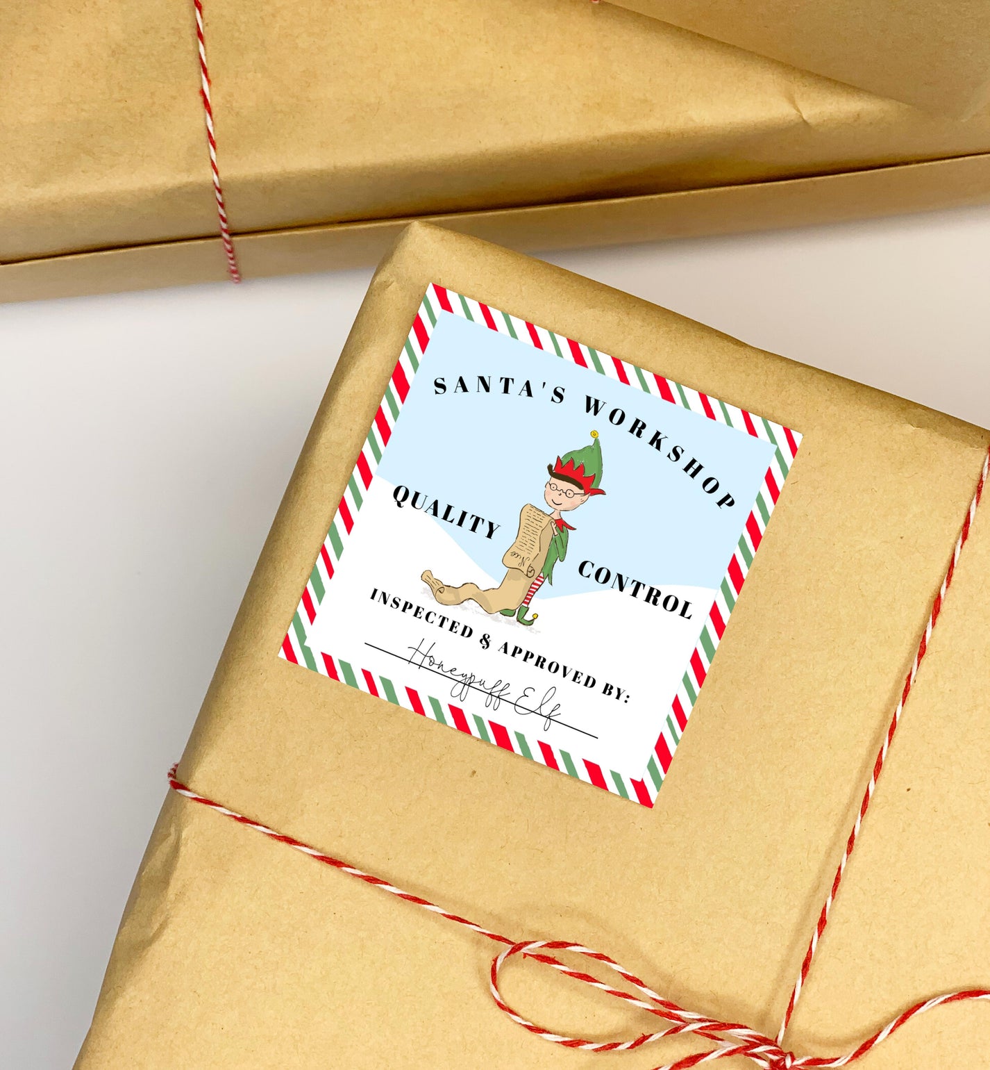 Santa's Workshop Multi | Printable Christmas Elf Approved Tags – Black ...