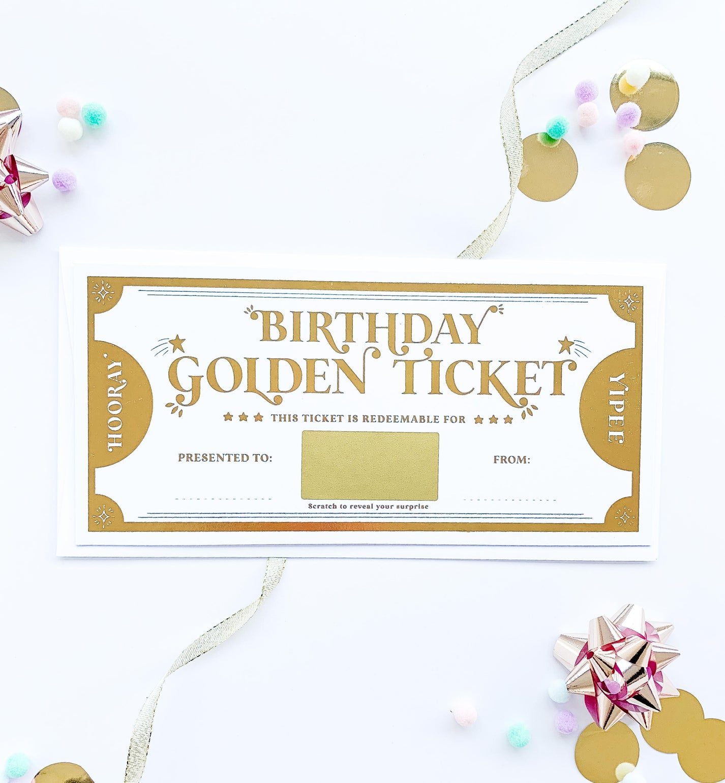 Scratch-off Birthday Golden Ticket Gift Voucher – Black Bow Studio