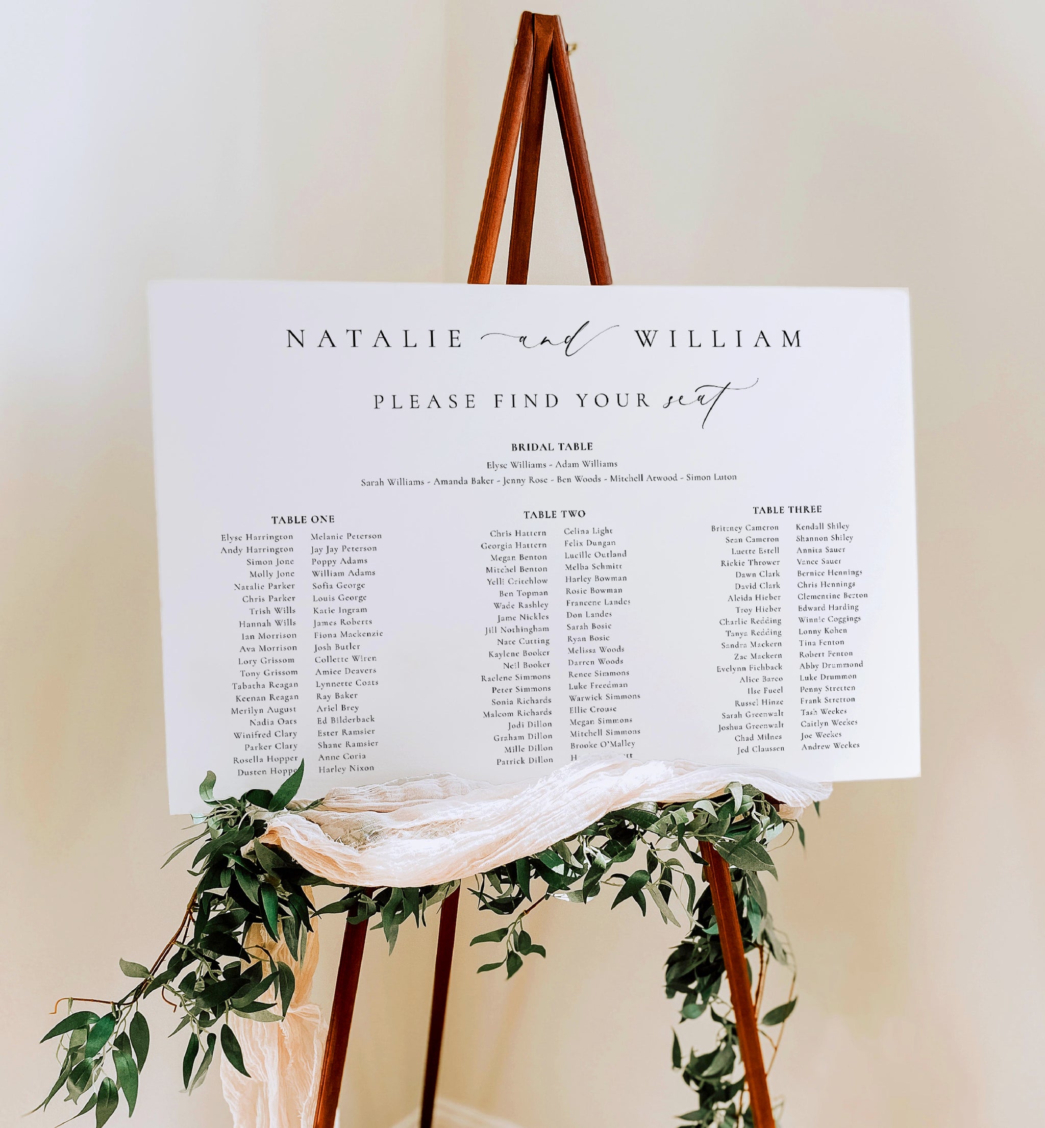 Ellesmere White | Printable Seating Chart Template – Black Bow Studio