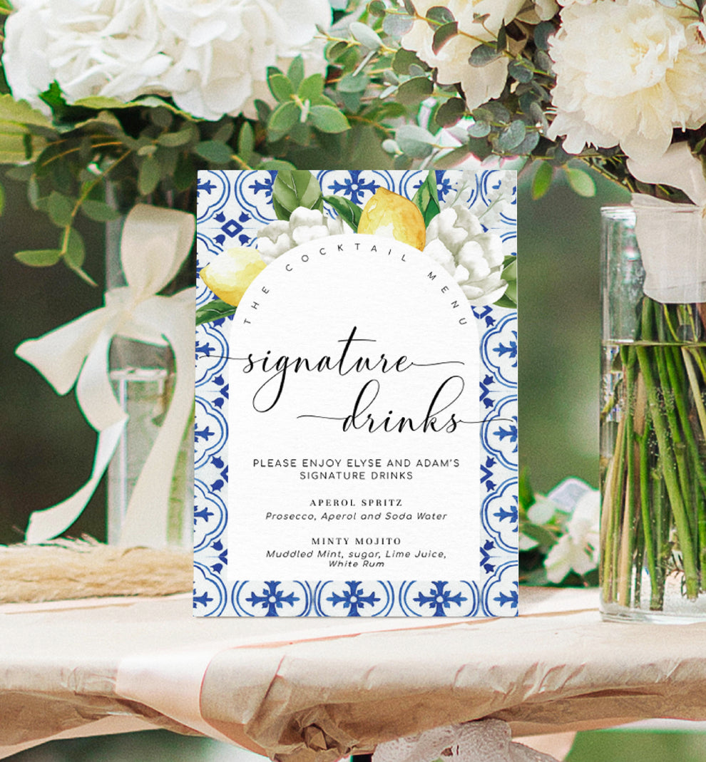 The Med Lemons | Printable Signature Drinks Sign Template – Black Bow ...
