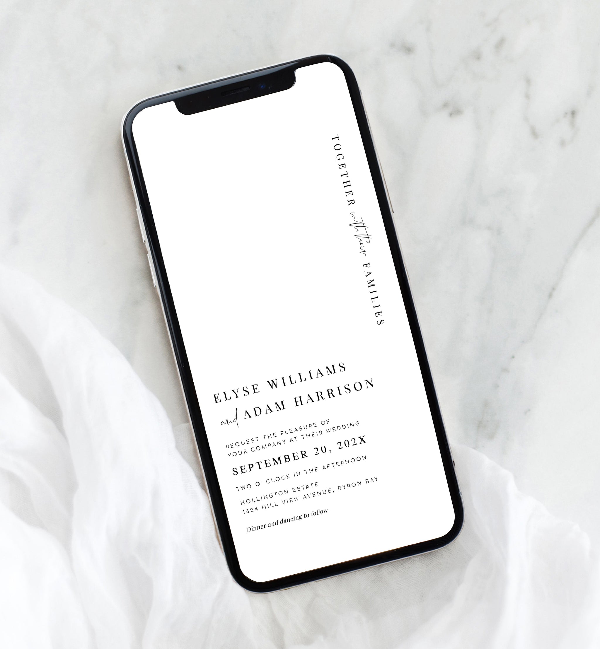 Estelle White | Smartphone Wedding Invitation Template – Black Bow Studio