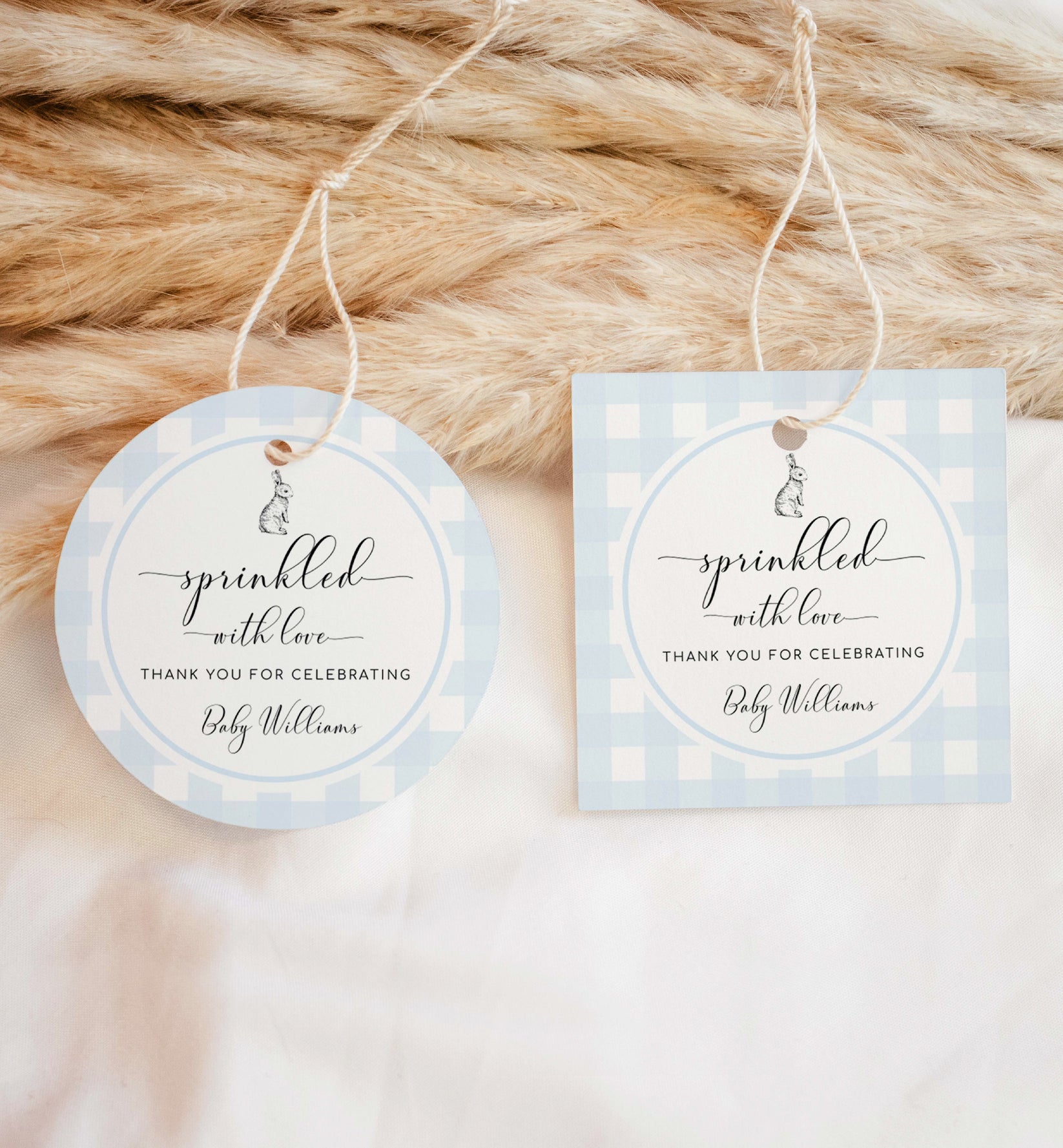 Gingham Blue Bunny | Printable Sprinkled With Love Favour Tag Template ...