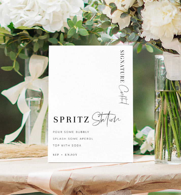 Estelle White | Printable Spritz Station Sign Template – Black Bow Studio
