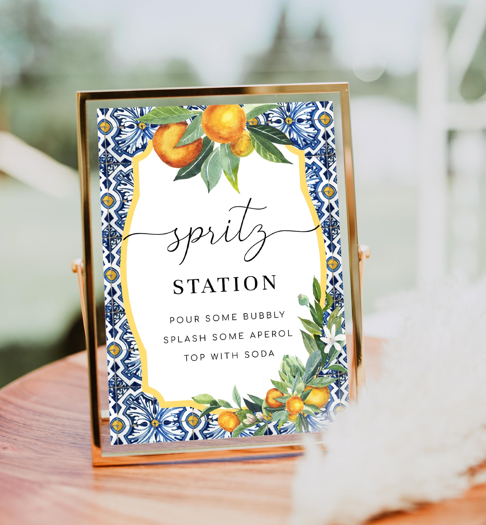 Positano Oranges | Printable Spritz Station Sign Template – Black Bow ...