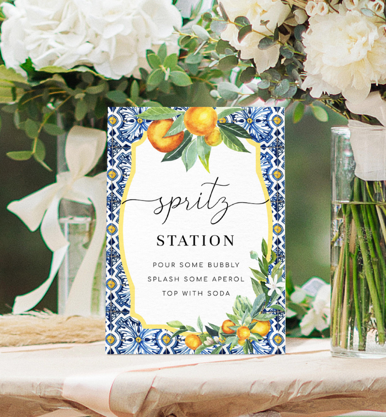 Positano Oranges | Printable Spritz Station Sign Template – Black Bow ...