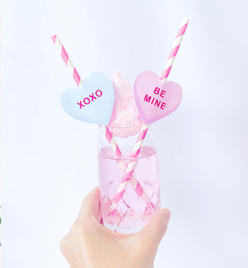 Convo Hearts White | Printable Sweetheart Valentine Straw Flags Templa ...