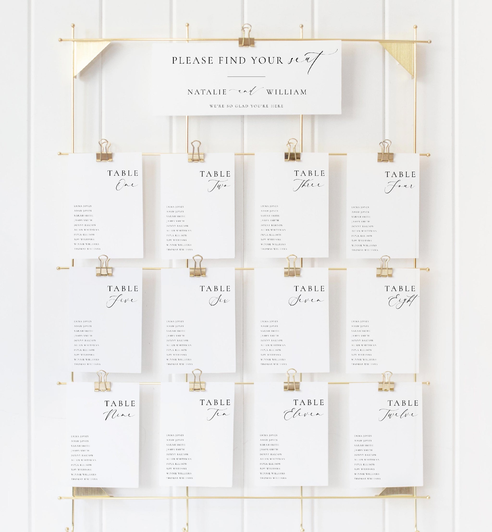 Ellesmere White | Printable Table Numbers Template – Black Bow Studio