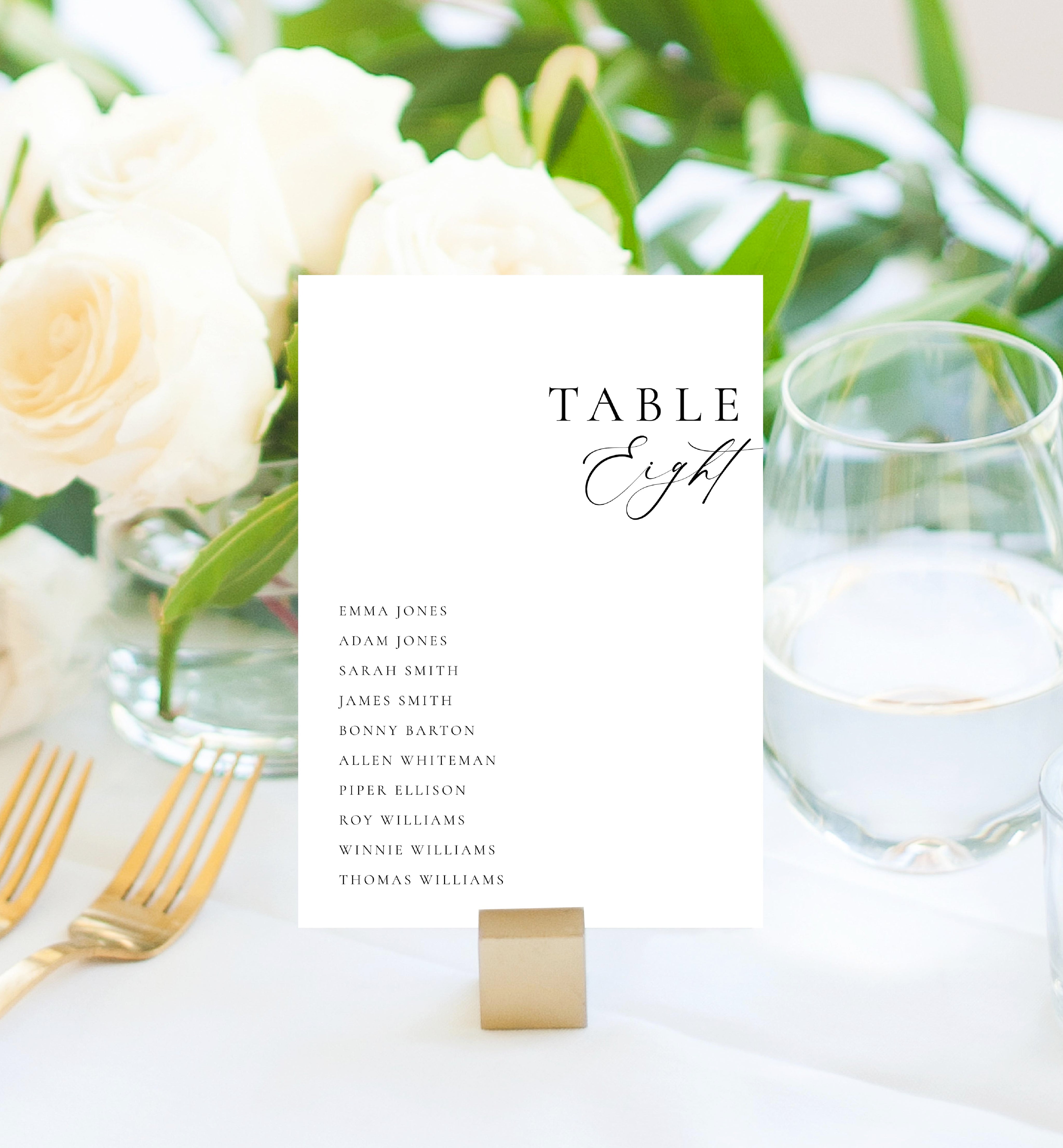 Ellesmere White | Printable Table Numbers Template – Black Bow Studio