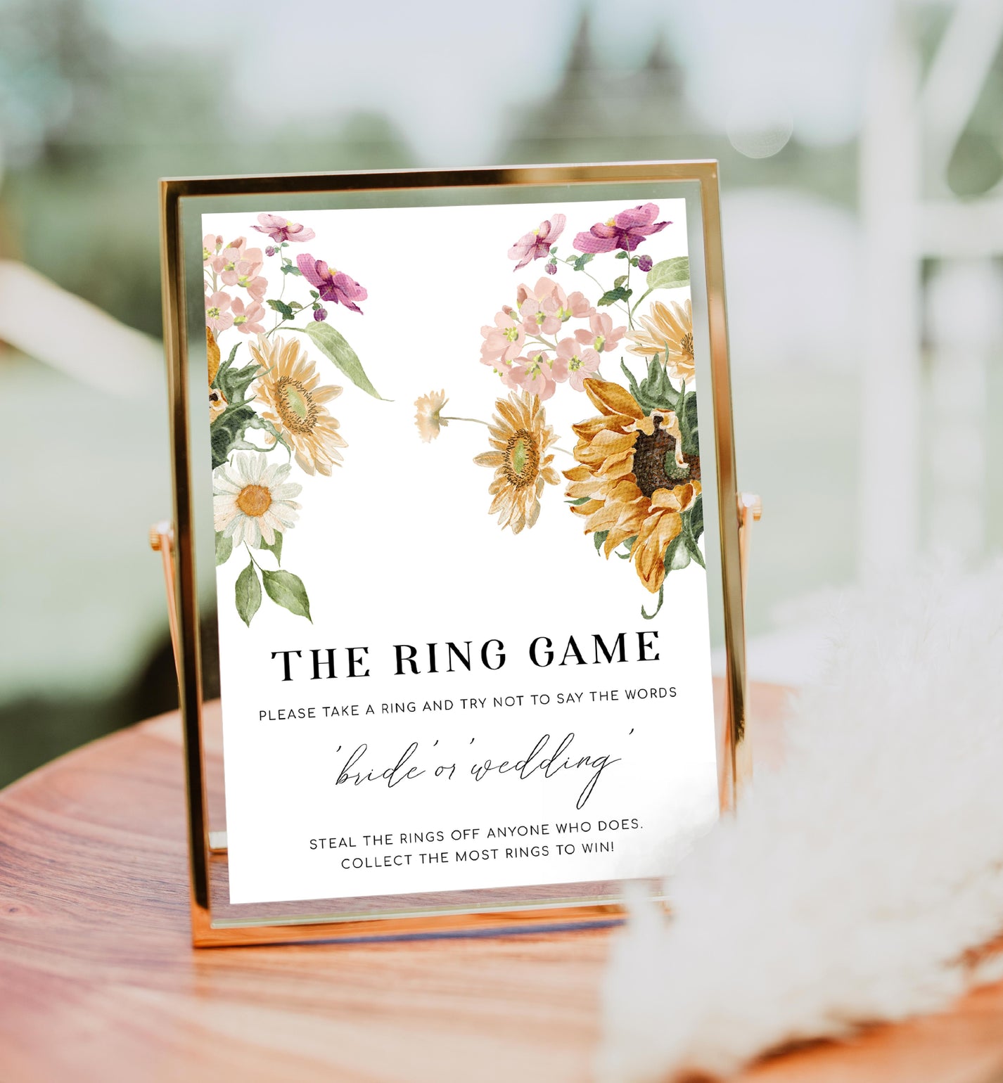Mews Floral White | Printable The Ring Game Sign Template – Black Bow ...