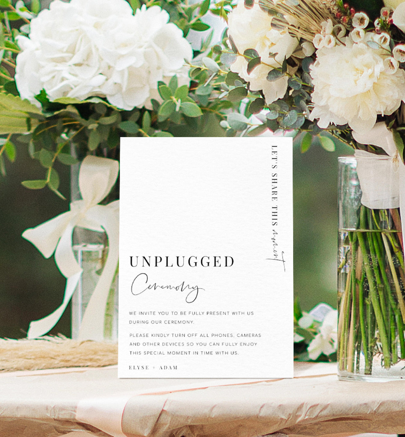 Estelle White | Printable Unplugged Ceremony Sign Template – Black Bow ...