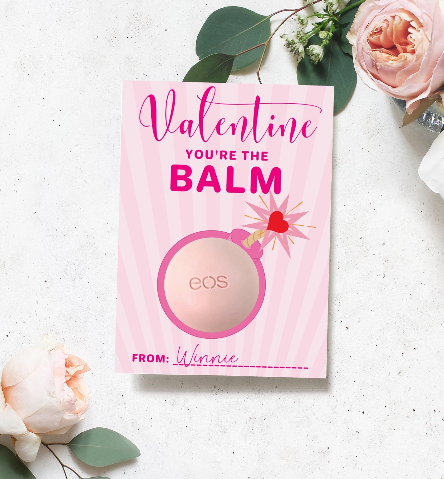 Sunray Pink | Printable Valentine's Day Lip Balm Card Template – Black ...