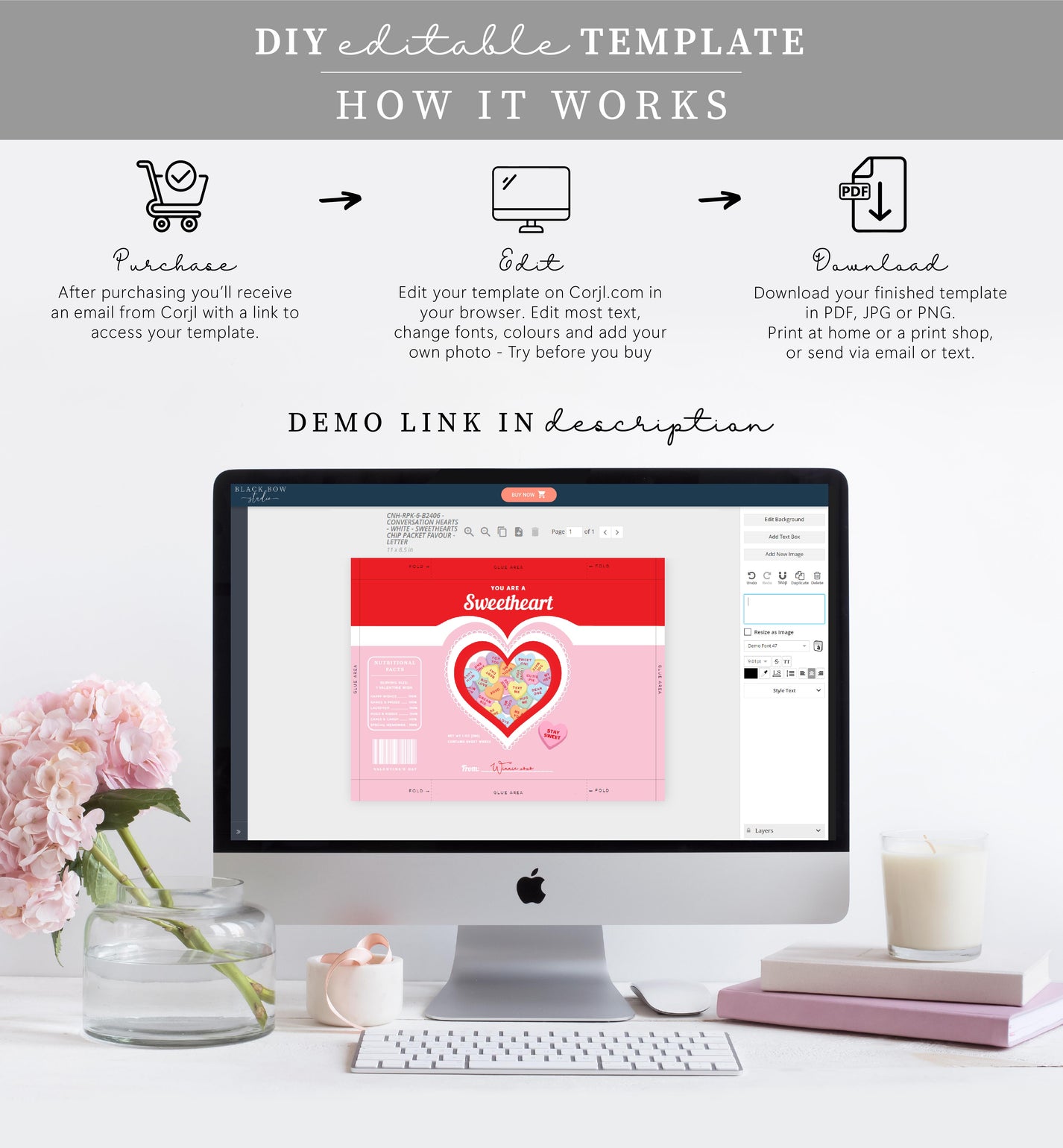 Convo Hearts Red Pink | Printable Valentine's Day Chip Bag Favour Temp ...