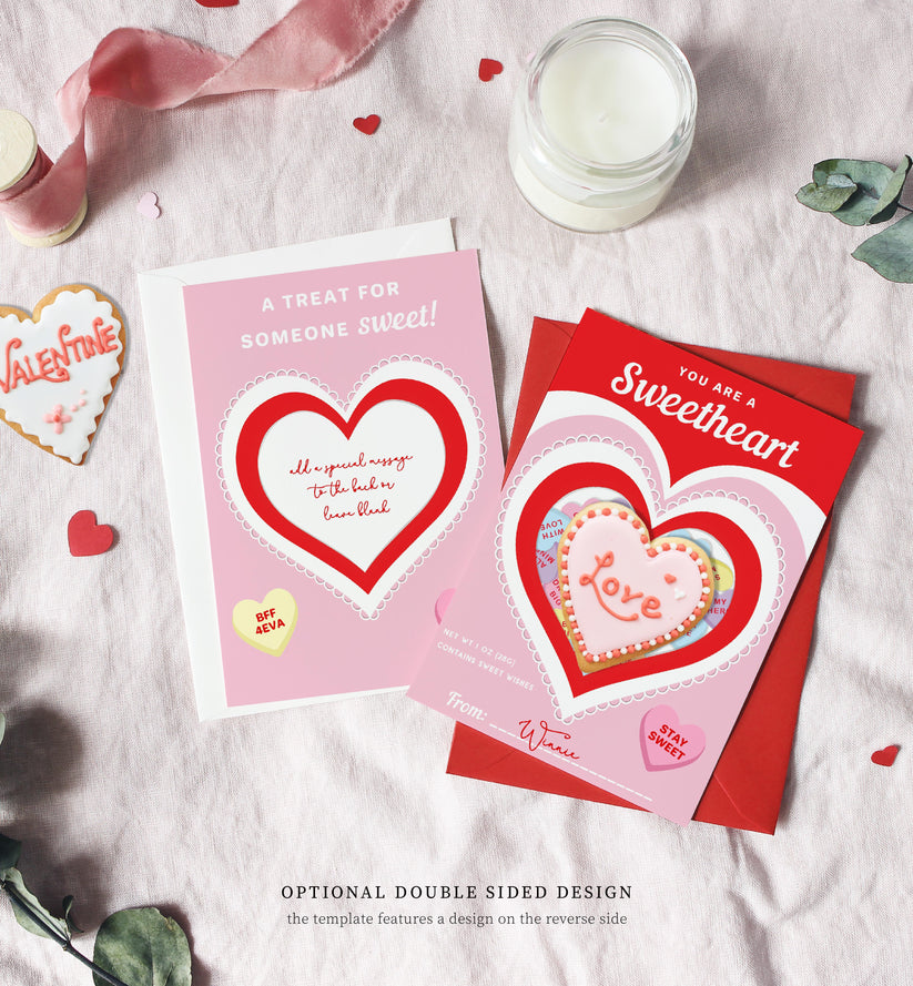 Convo Hearts Red Pink | Printable Sweetheart Valentine Cookie Card Tem ...
