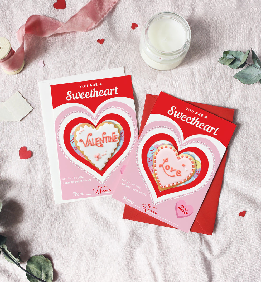 Convo Hearts Red Pink | Printable Sweetheart Valentine Cookie Card Tem ...