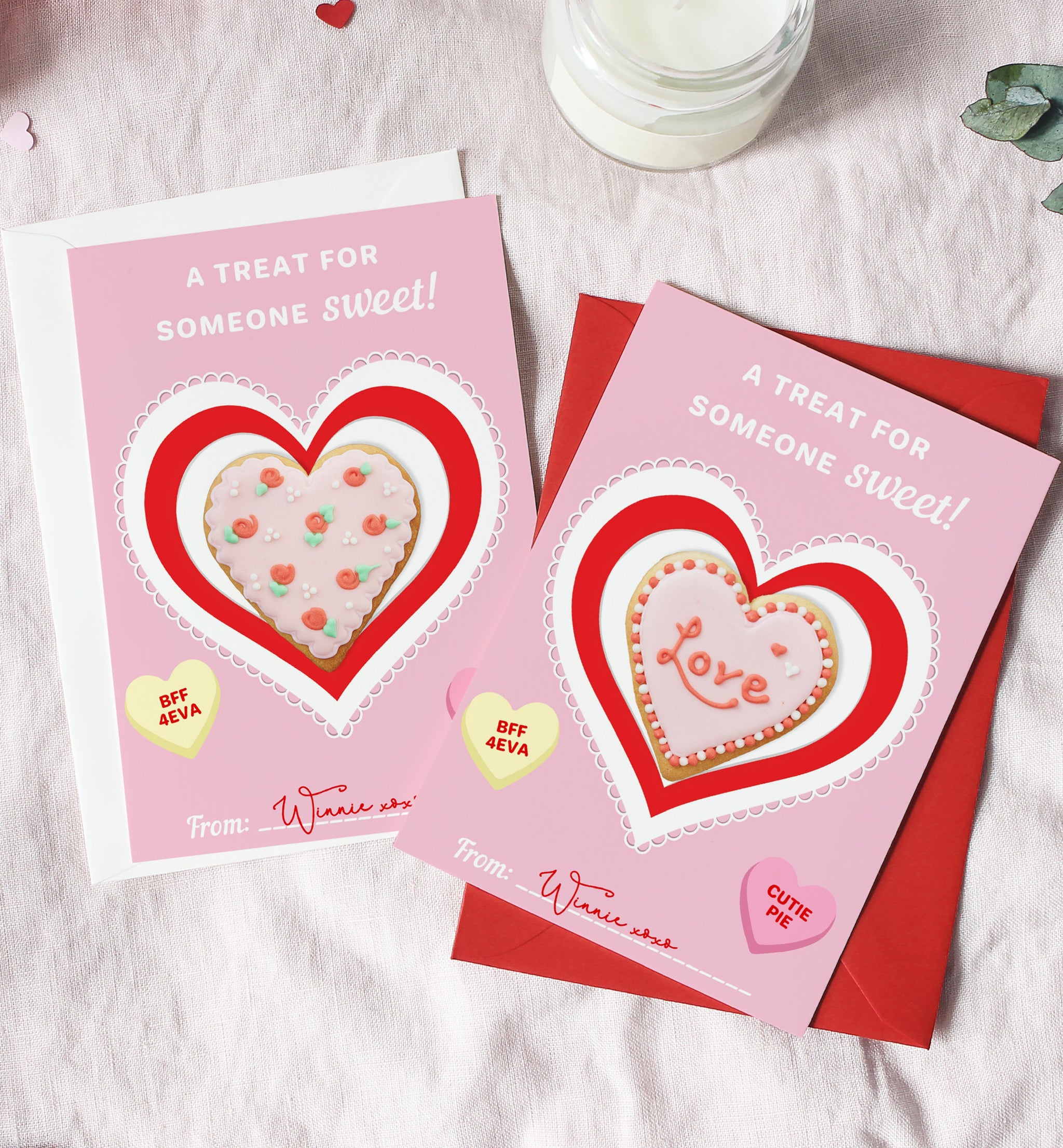 Convo Hearts Pink | Printable Sweetheart Valentine Cookie Card Templat ...