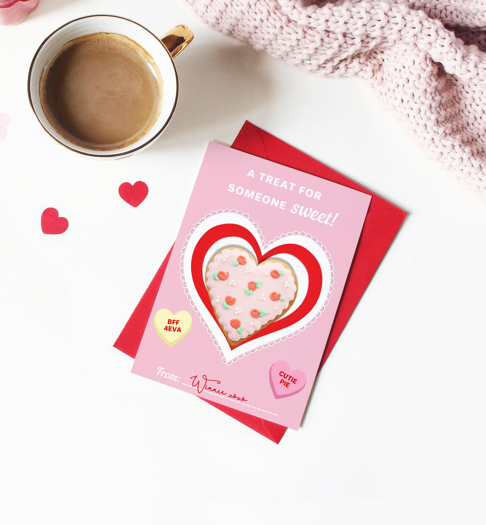 Convo Hearts Pink | Printable Sweetheart Valentine Cookie Card Templat ...