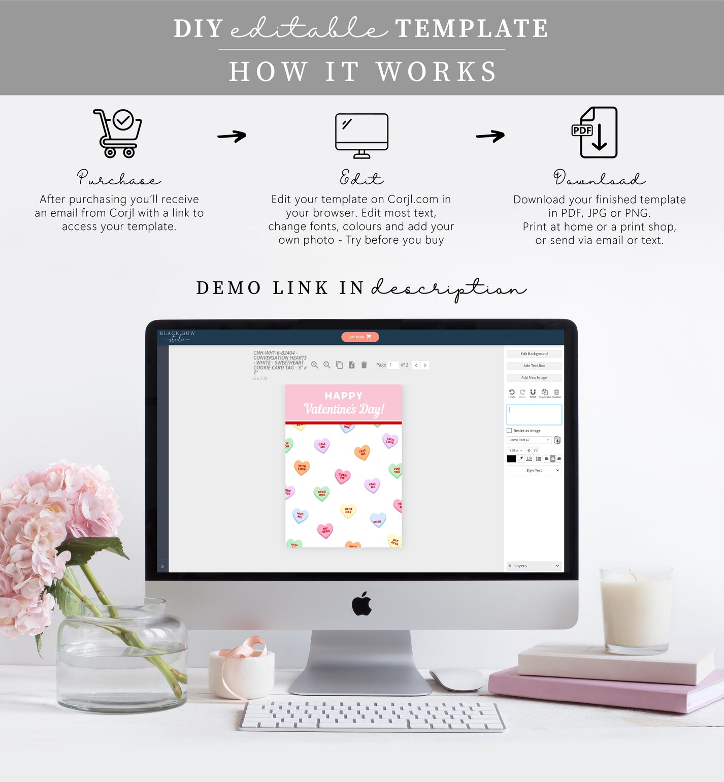 Convo Hearts White | Printable Sweetheart Valentine Cookie Card Templa ...