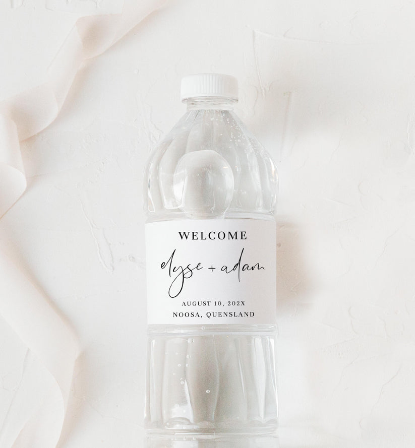 Gigi Script White | Printable Water Bottle Welcome Label Template ...