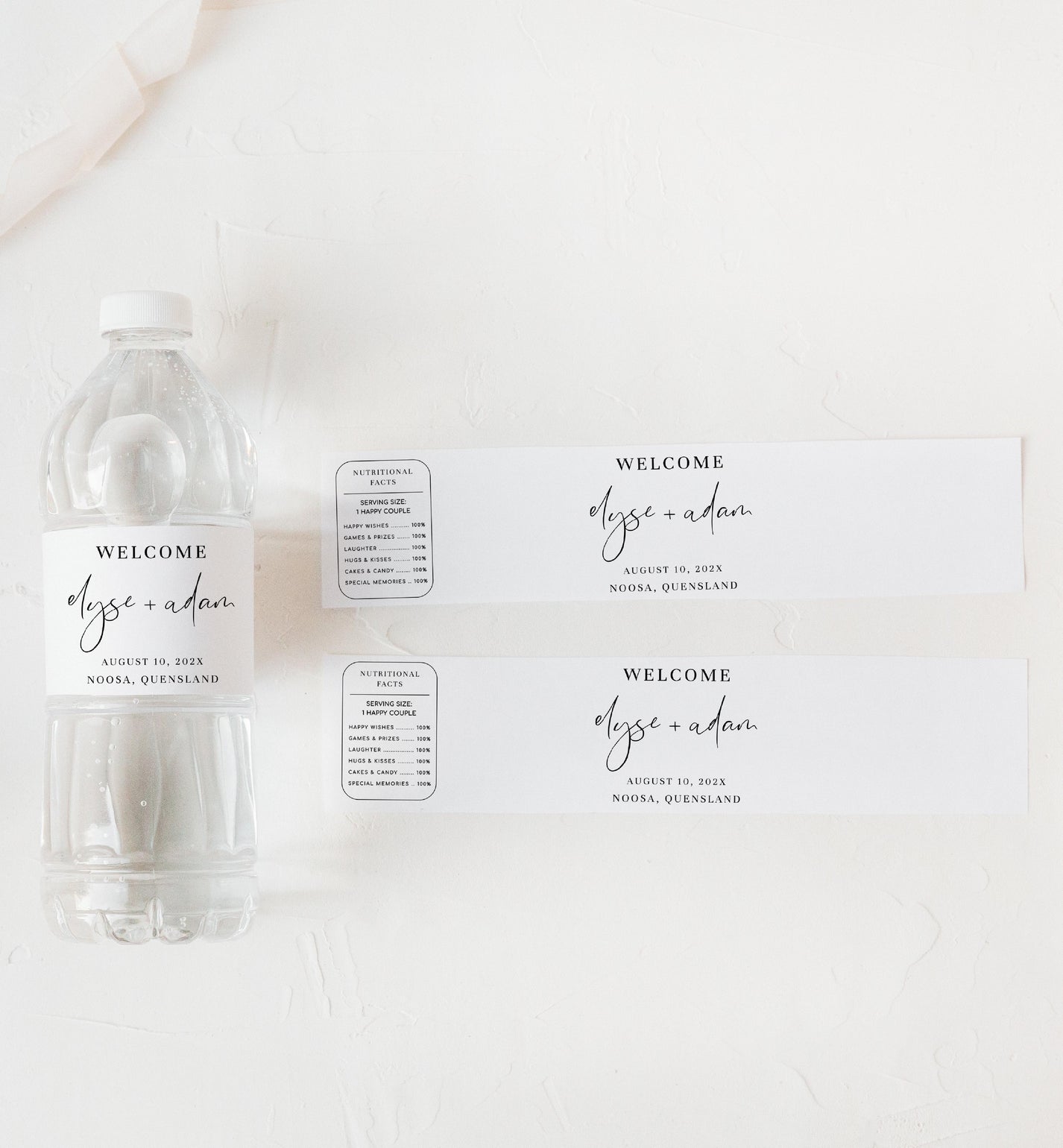 Gigi Script White | Printable Water Bottle Welcome Label Template ...