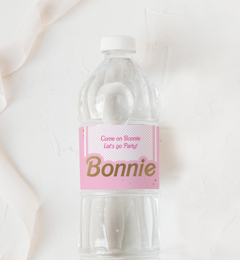 Barbie Party Pink Gold | Printable Water Bottle Favour Labels Template ...