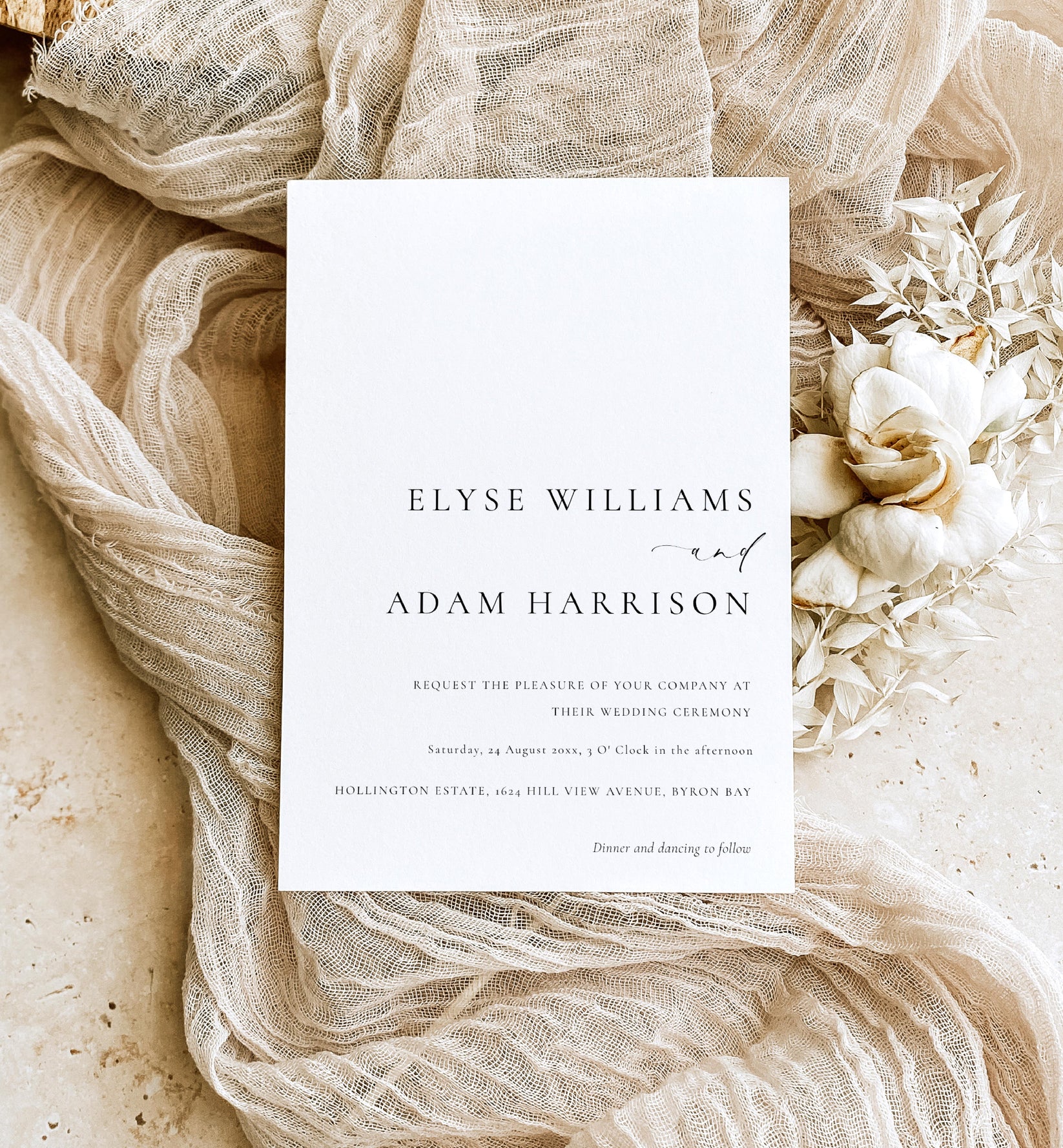 Ellesmere White | Printable All-In-One Wedding Invitation Template ...