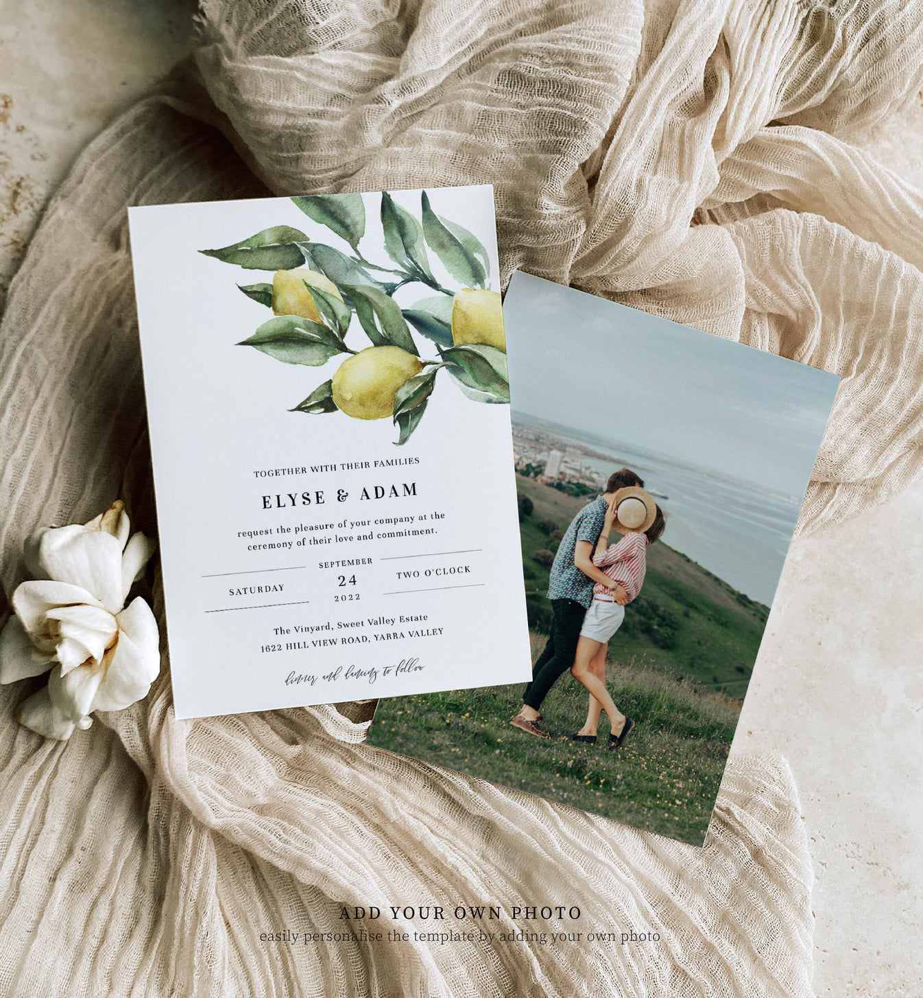 Tuscan Lemons | Printable Wedding Invitation Suite – Black Bow Studio