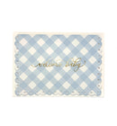 Gingham Blue Gold | Welcome Baby Greeting Card – Black Bow Studio