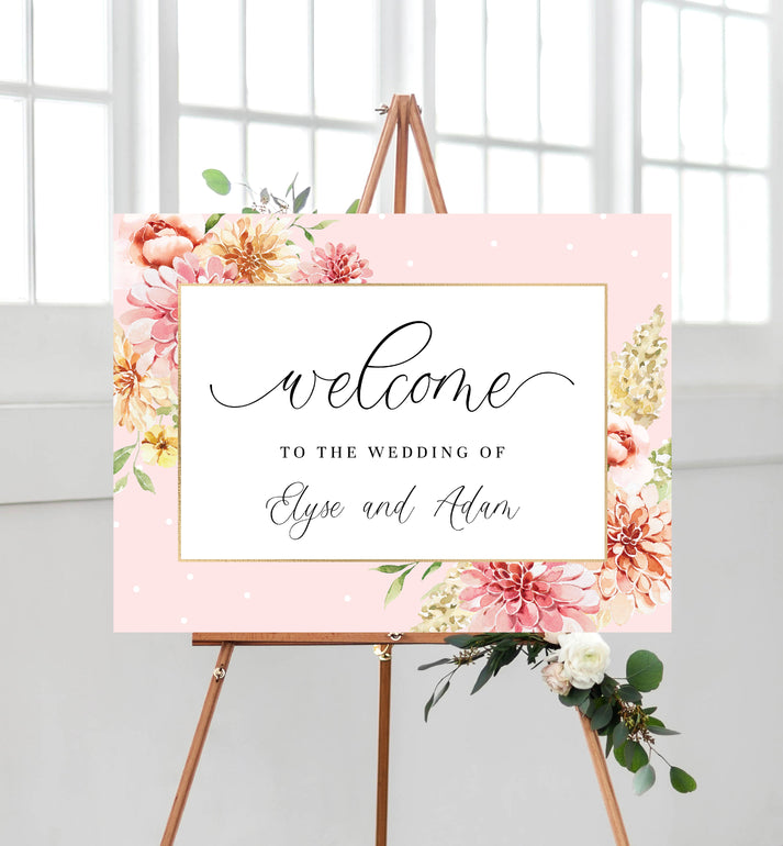 Darcy Floral Pink Printable Welcome Sign – Black Bow Studio