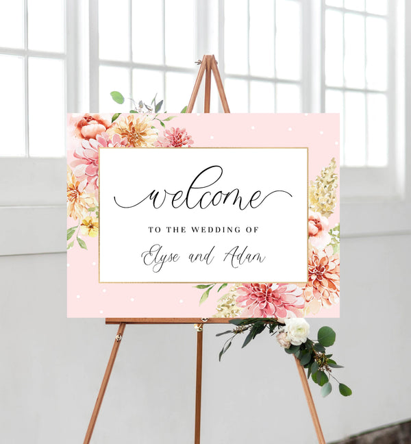 Darcy Floral Pink Printable Welcome Sign – Black Bow Studio