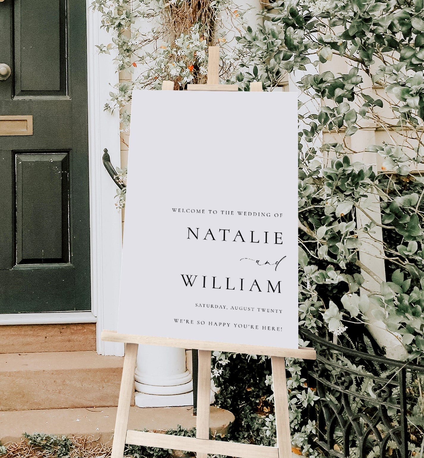 Ellesmere White | Printable Welcome Sign Template – Black Bow Studio