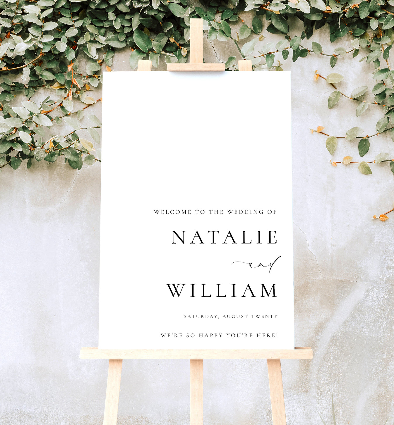 Ellesmere White | Printable Welcome Sign Template – Black Bow Studio