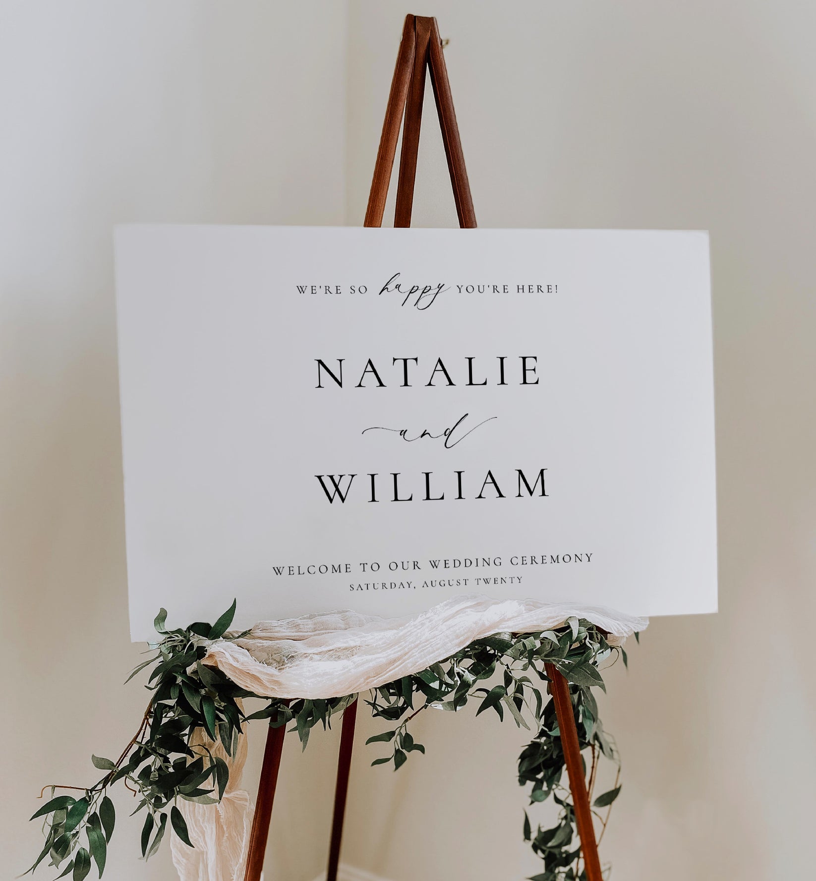 Ellesmere White | Printable Welcome Sign Template – Black Bow Studio
