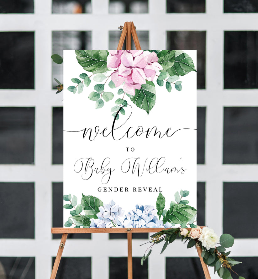 Ferras Blossom Pink Blue | Printable Welcome Sign – Black Bow Studio