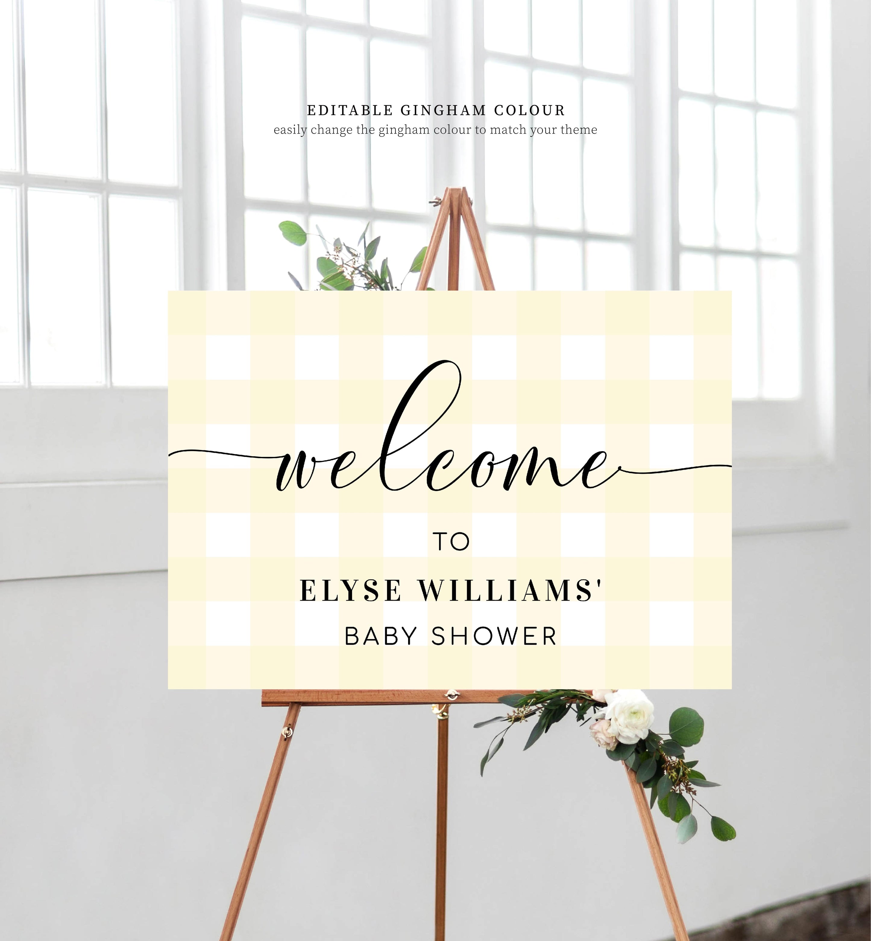 Green Gingham Printable Welcome Sign – Black Bow Studio