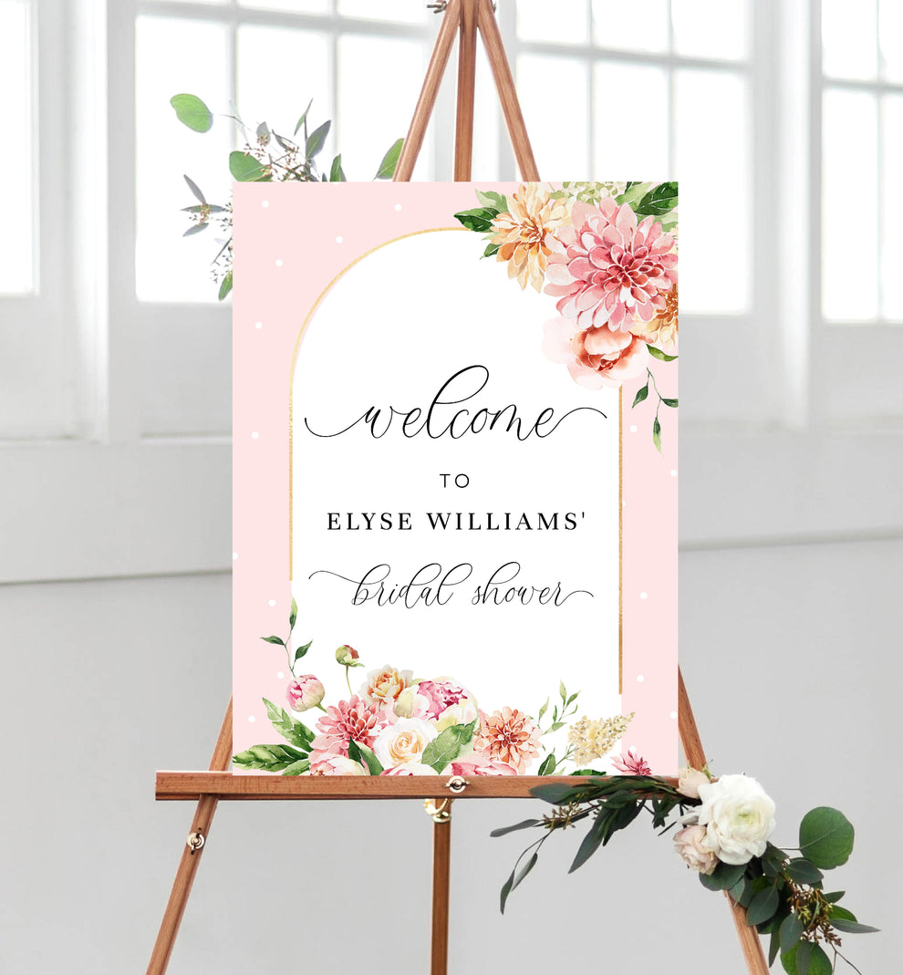 Darcy Floral Pink Printable Welcome Sign – Black Bow Studio