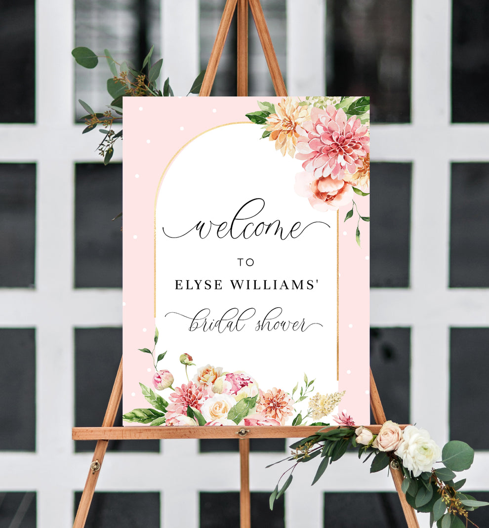 Darcy Floral Pink Printable Welcome Sign – Black Bow Studio