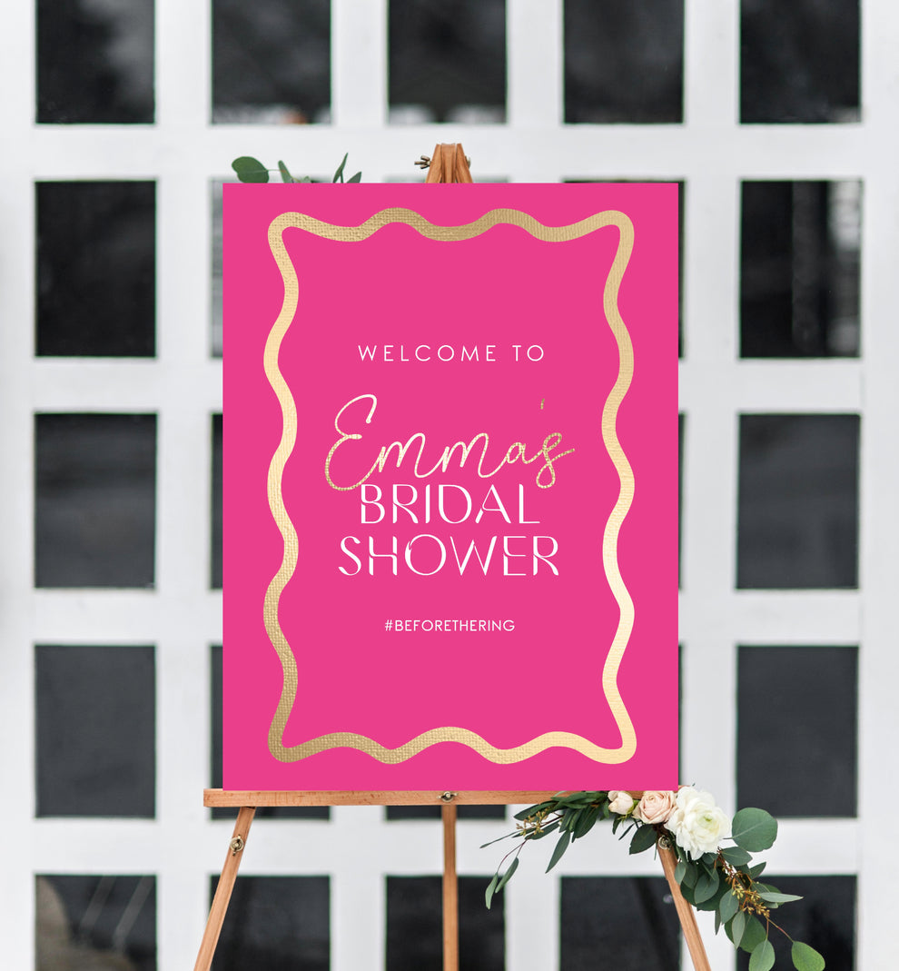 Wave Hot Pink Gold | Printable Welcome Sign Template – Black Bow Studio