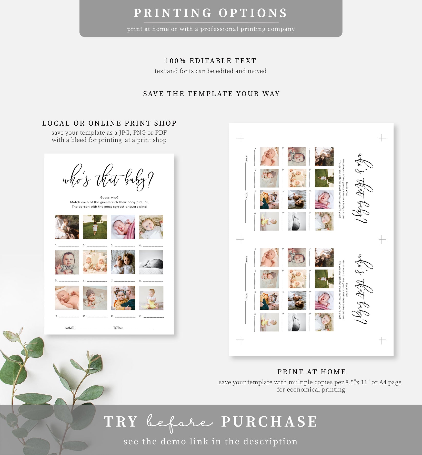 Lucas Script White | Printable Guess The Baby Photo Baby Shower Game ...